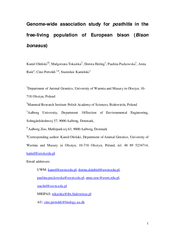 (PDF) Genome-wide association study for posthitis in the free-living ...