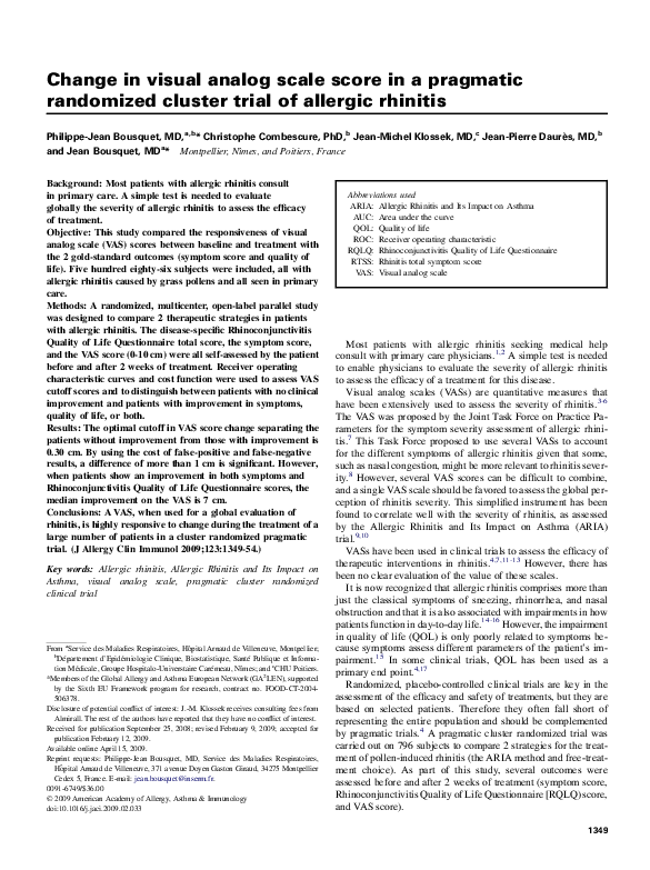 (PDF) Change in visual analog scale score in a pragmatic randomized ...