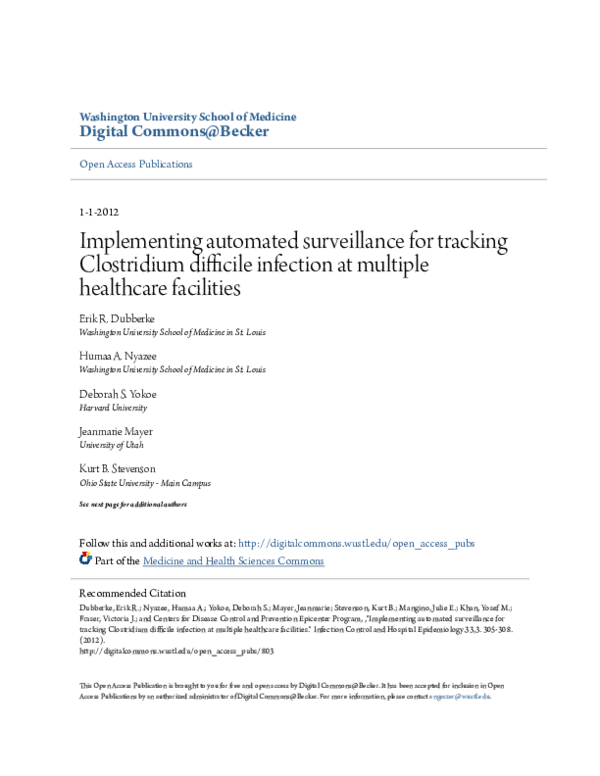 (PDF) Implementing Automated Surveillance for Tracking Clostridium ...