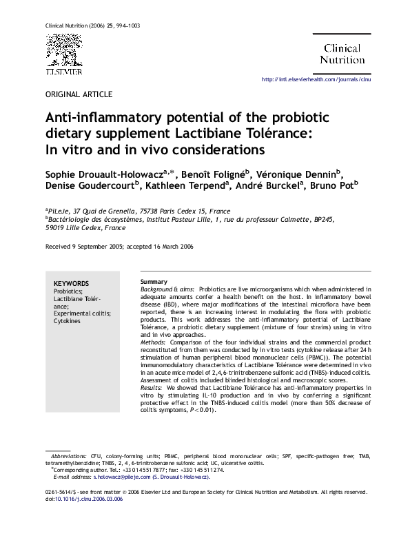 (PDF) Anti-inflammatory potential of the probiotic dietary supplement ...