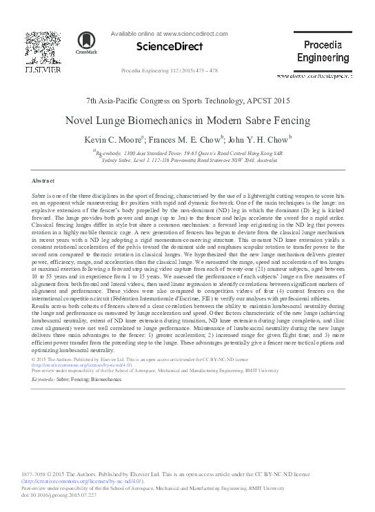 (PDF) Novel Lunge Biomechanics in Modern Sabre Fencing