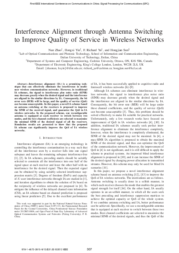 (PDF) Interference Alignment through Antenna Switching to Improve ...