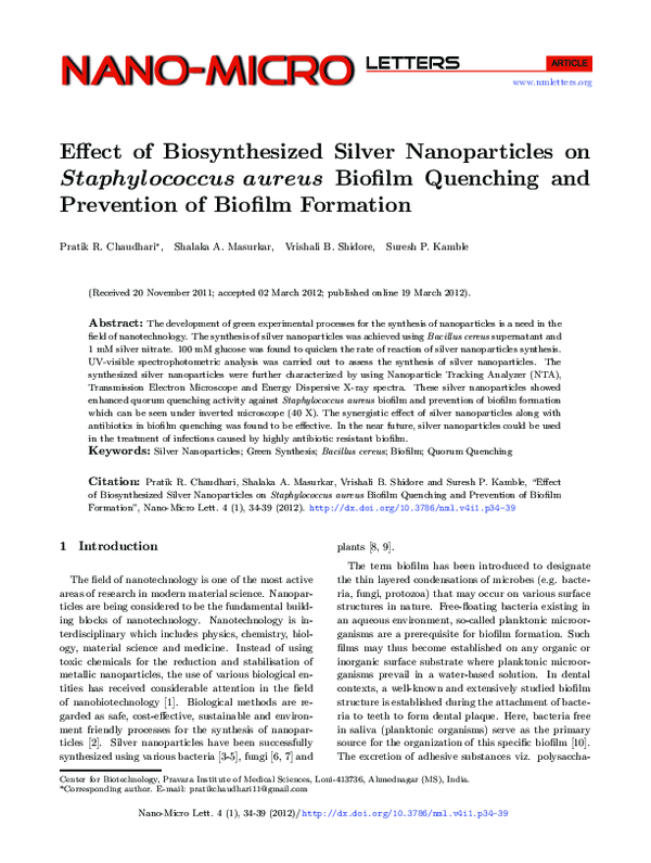 (PDF) IR & UV Irradiation Methods to Improve the Efficacy of Silver Nanoparticles in the ...