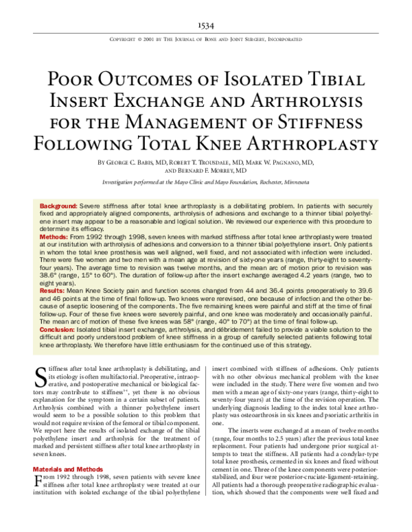 (PDF) Stiffness in total knee arthroplasty | Simone Cerciello ...