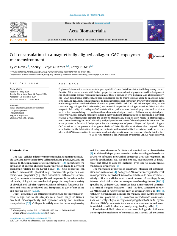 (PDF) Cell encapsulation in a magnetically aligned collagen–GAG ...