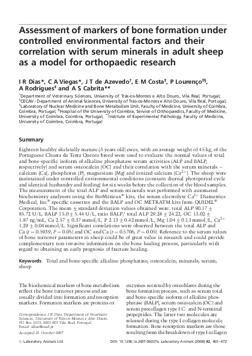 (PDF) Assessment of bone formation markers under controlled ...