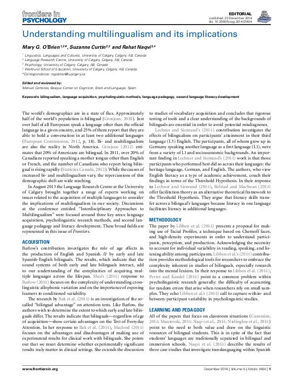 (PDF) Understanding multilingualism and its implications