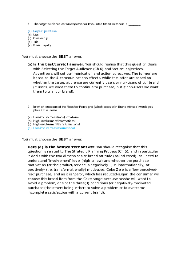 (DOC) Sample MCQs with explanation