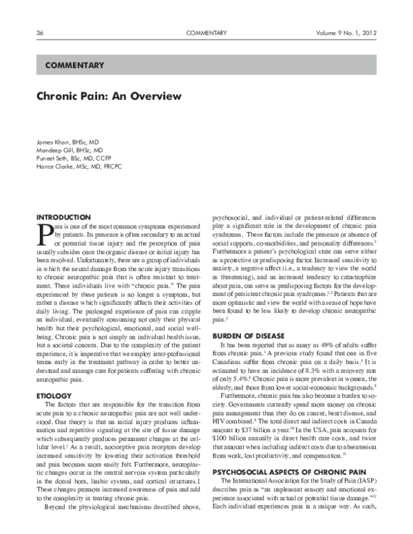 (PDF) Chronic pain: an overview of its issues