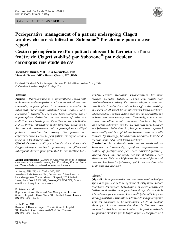 (PDF) Perioperative management of a patient undergoing Clagett window ...