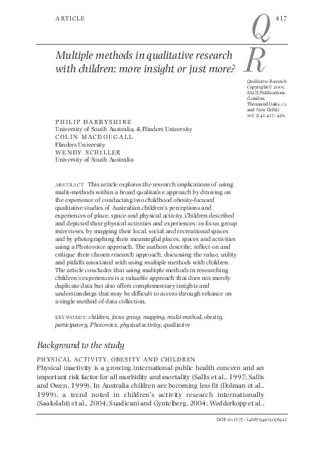 (PDF) Multiple methods in qualitative research with children: more ...
