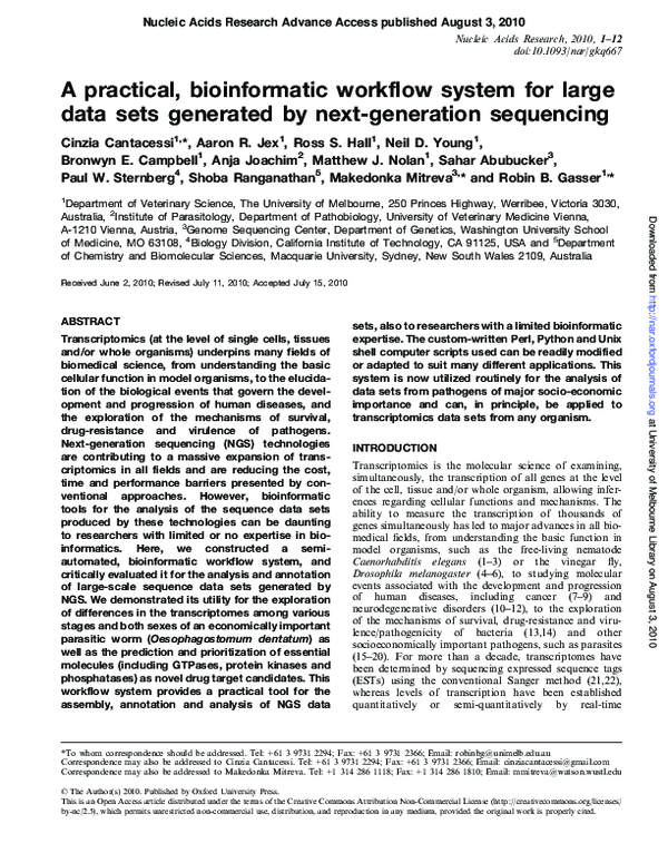 (PDF) A practical, bioinformatic workflow system for large data sets generated by next ...