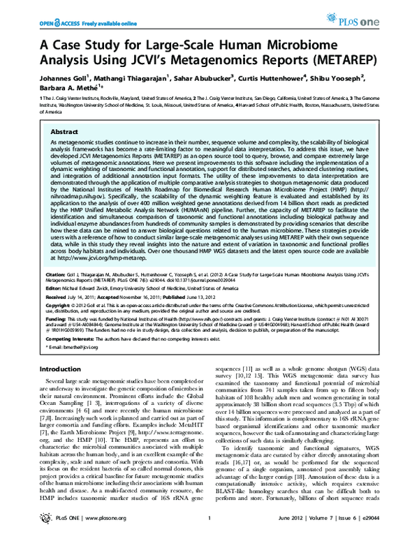 (PDF) A Case Study for Large-Scale Human Microbiome Analysis Using JCVI ...