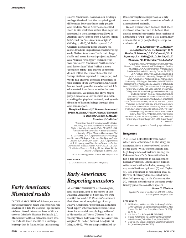 (PDF) Early Americans: Misstated results