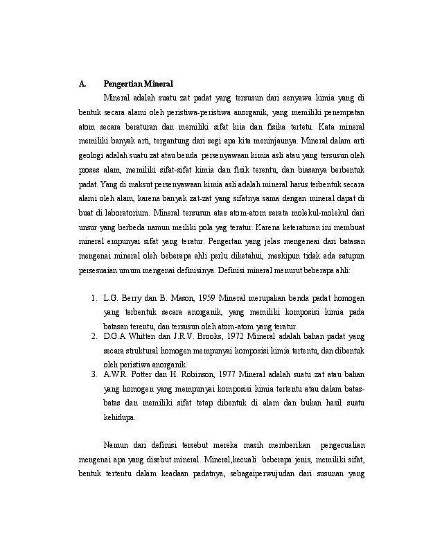 (DOC) Pengertian Mineral ayu