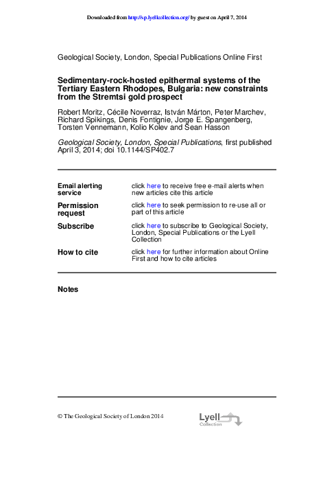 (PDF) Sedimentary-rock-hosted epithermal systems of the Tertiary ...