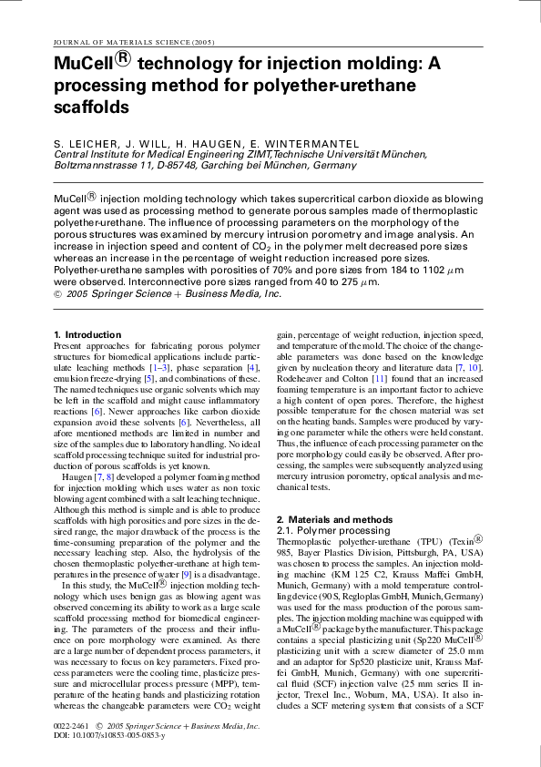 (PDF) MuCell® technology for injection molding: A processing method for ...