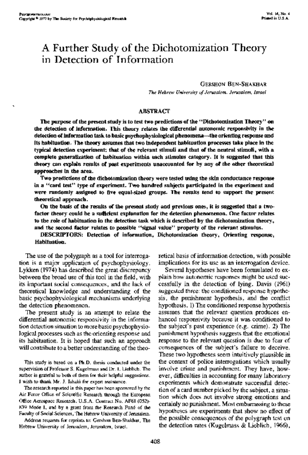 (PDF) A Further Study of the Dichotomization Theory in Detection of ...