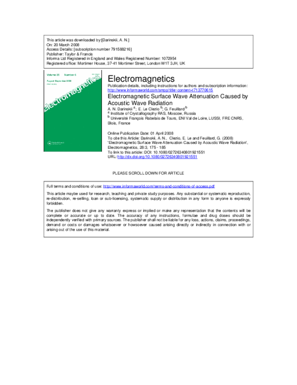Pdf Electromagnetic Surface Wave Attenuation Caused By Acoustic Wave Radiation