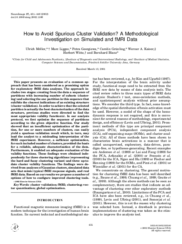 Pdf How To Avoid Spurious Cluster Validation A Methodological Investigation On Simulated And