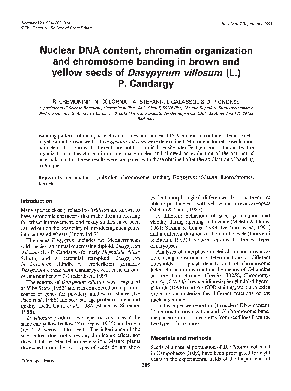 (PDF) Nuclear DNA content, chromatin organization and chromosome ...