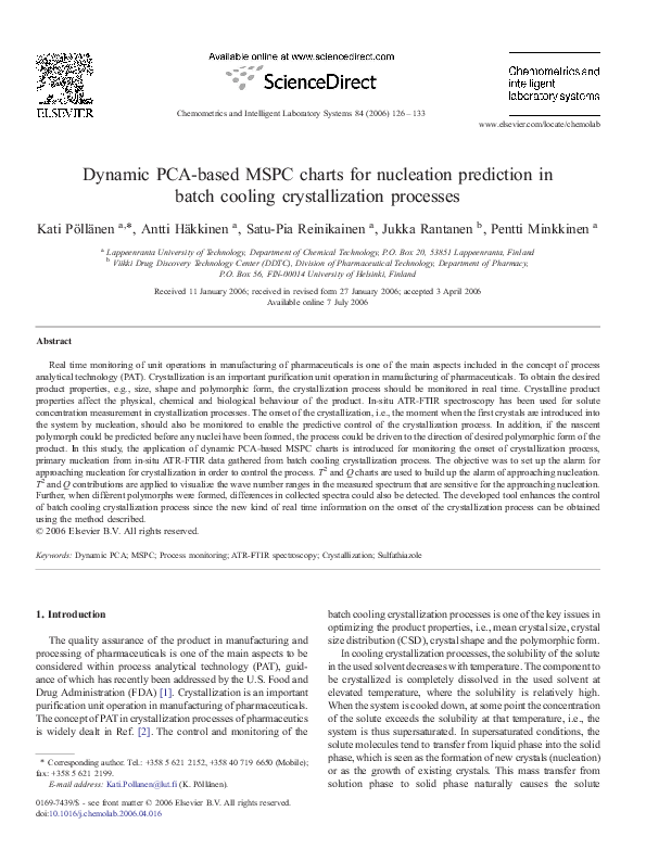 (PDF) Dynamic PCA-based MSPC charts for nucleation prediction in batch ...