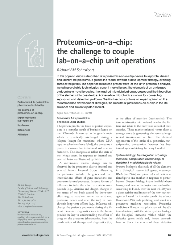 (PDF) Proteomics-on-a-chip for Biomarker discovery