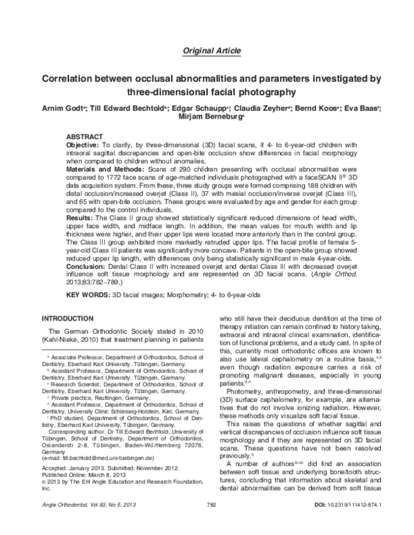 (PDF) Correlation between occlusal abnormalities and parameters ...