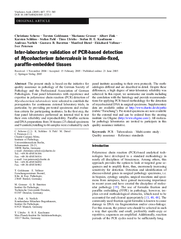 Pdf Inter Laboratory Validation Of Pcr Based Detection Of