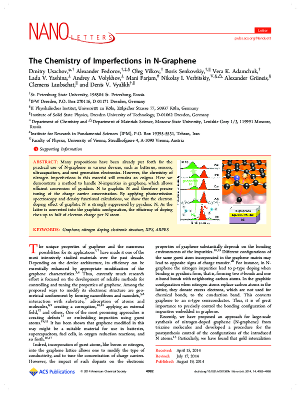 (PDF) The Chemistry of Imperfections in N-Graphene