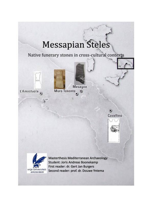 (PDF) Messapian Steles: Native Funerary Stones in Cross-cultural Contexts