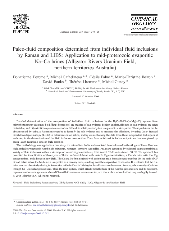 (PDF) Paleo-fluid composition determined from individual fluid ...