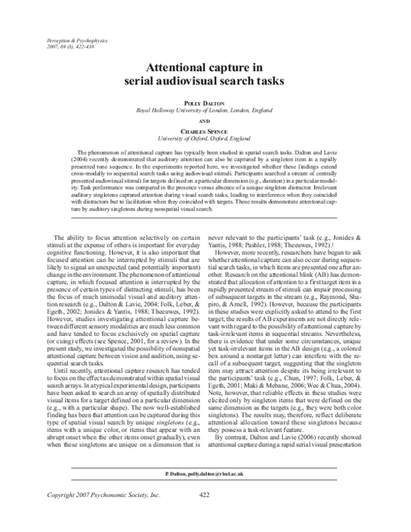 (PDF) Attentional capture in serial audiovisual search tasks