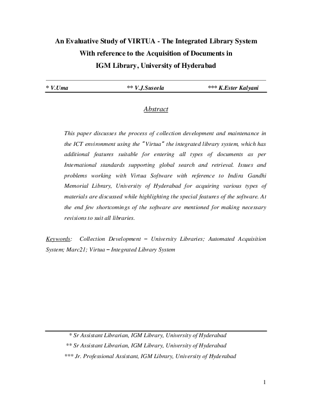 (PDF) An Evaluative Study of VIRTUA - The Integrated Library System ...