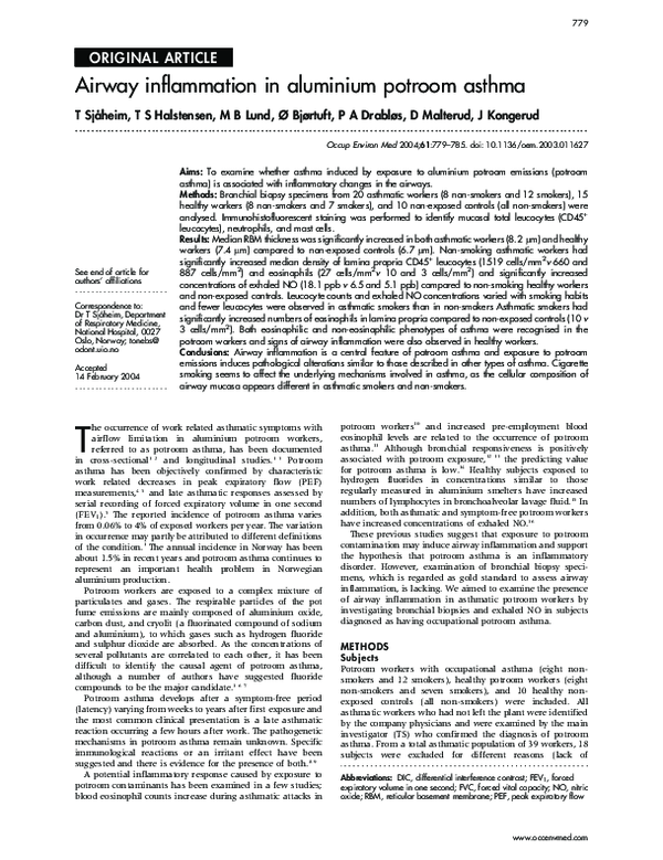 (PDF) Airway inflammation in aluminium potroom asthma