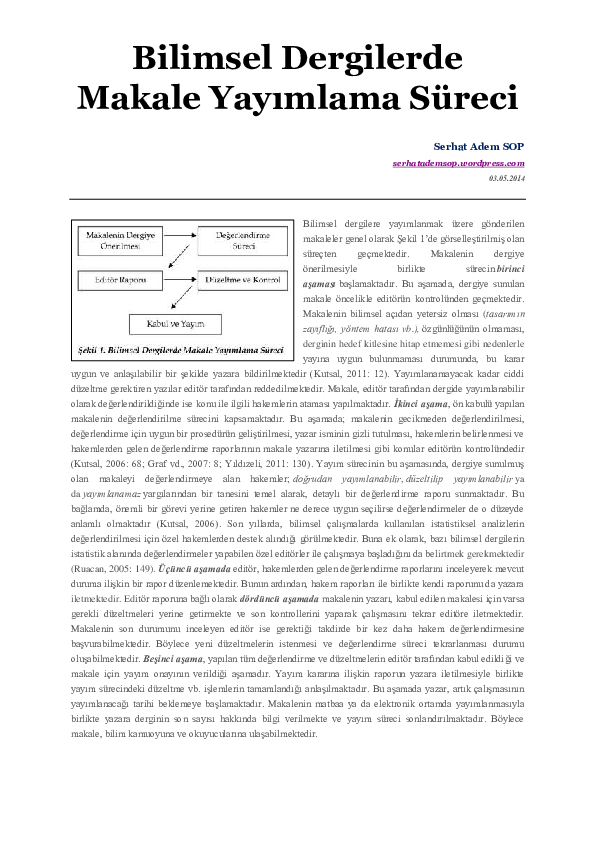 (PDF) Bilimsel Dergilerde Makale Yayımlama Süreci [Publication Process of Scientific Journals]
