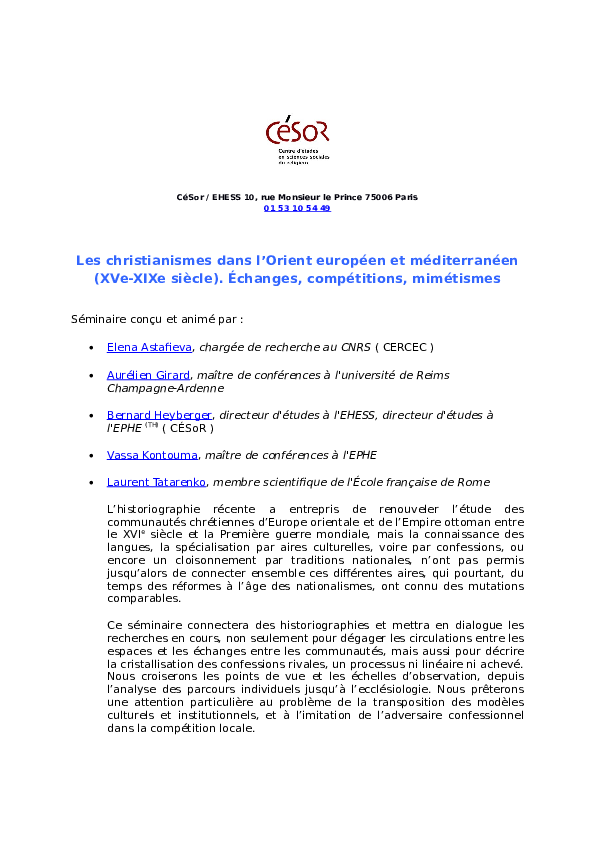 (DOC) Les christianismes dans l’Orient européen et méditerranéen (XVe ...