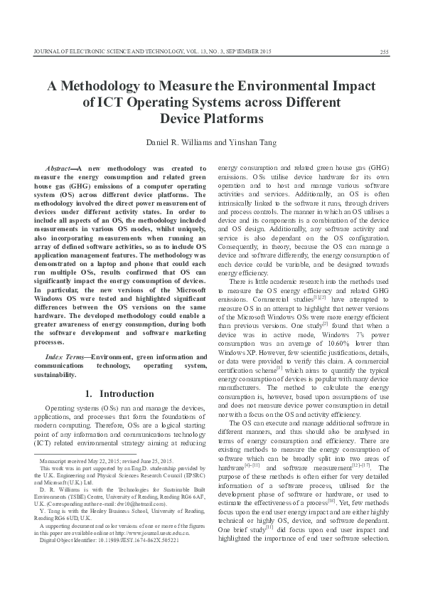 (PDF) A Methodology to Measure the Environmental Impact
