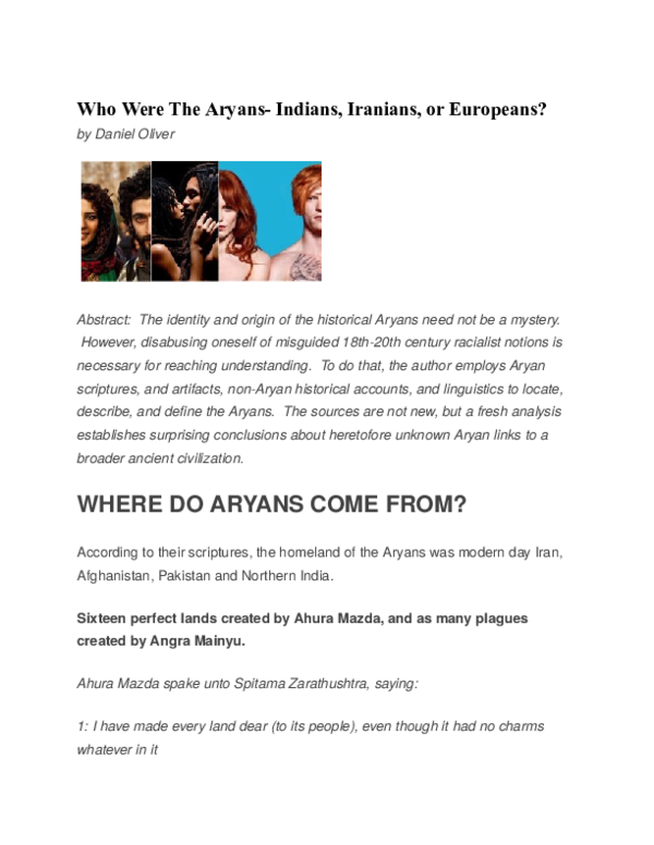 (DOC) Who Were The Aryans- Indians, Iranians, Europeans?