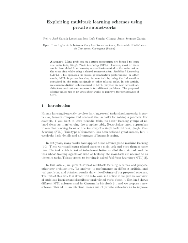 Pdf Exploiting Multitask Learning Schemes Using Private Subnetworks