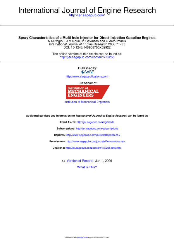 (PDF) Spray Characteristics of a Multi-hole Injector for Direct ...