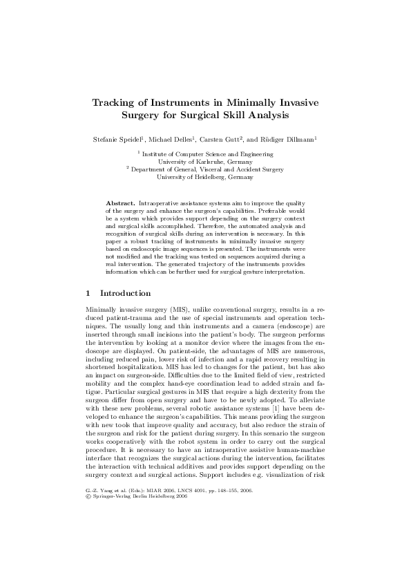 (PDF) Tracking of Instruments in Minimally Invasive Surgery for ...