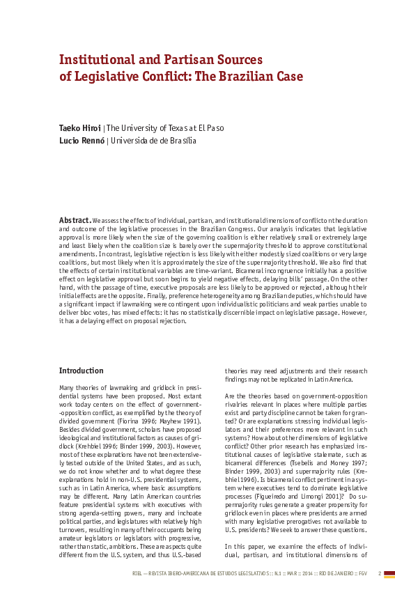 (PDF) Institutional and Partisan Sources of Legislative Conflict: The ...