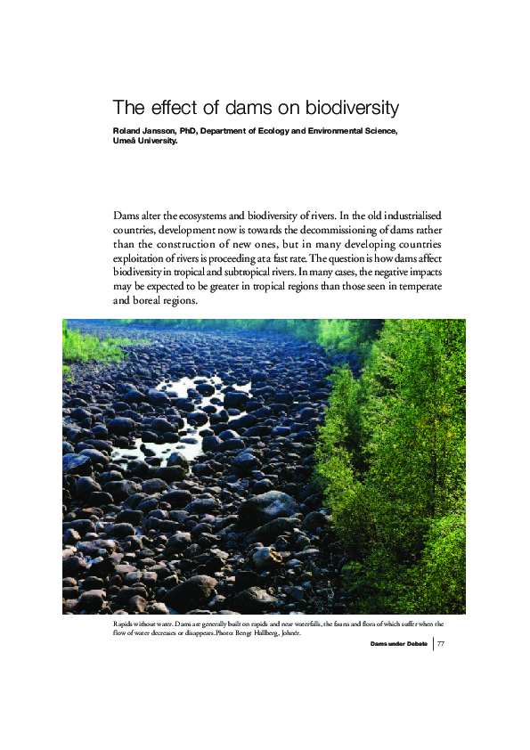 (PDF) The effect of dams on biodiversity