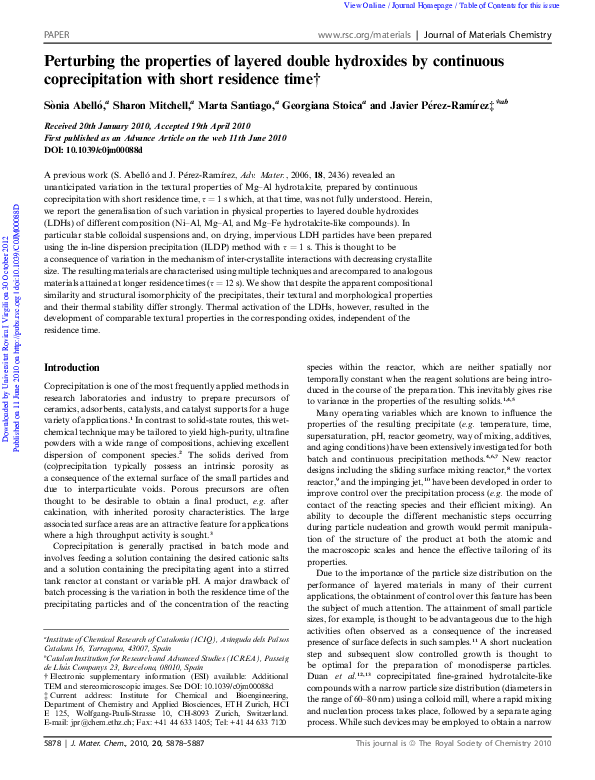 (PDF) Perturbing the properties of layered double hydroxides by ...