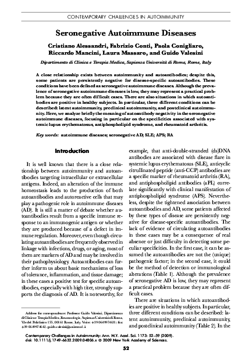(PDF) Seronegative Autoimmune Diseases