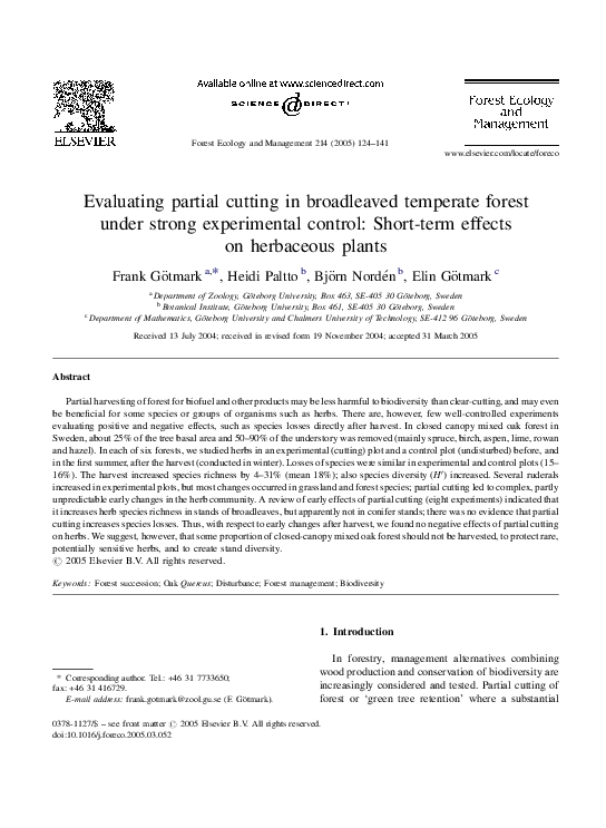 (PDF) Evaluating partial cutting in broadleaved temperate forest under ...