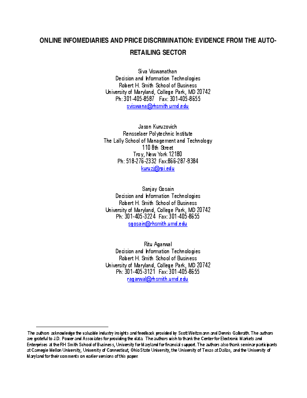 (PDF) Online infomediaries and price discrimination: Evidence from the ...