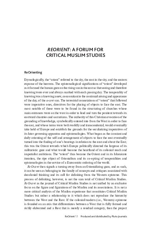 (PDF) 'ReOrient: A Forum for Critical Muslim Studies' from ReOrient ...