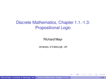 (PDF) Discrete Mathematics, Chapter 1.1.-1.3: Propositional Logic